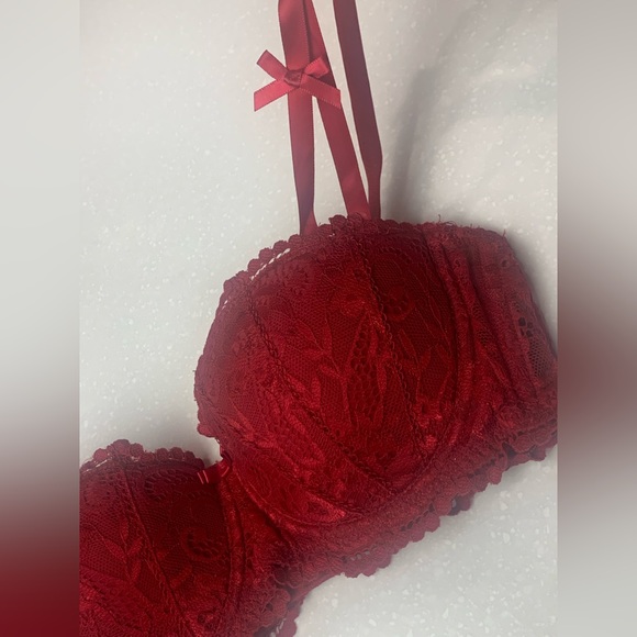 Intimates & Sleepwear | Sexy Red Lace Bra With Red Bows 34d Nwt | Poshmark